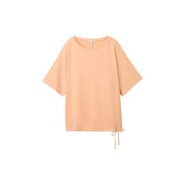 Tom Tailor Damen T-Shirt mit Rundhalsausschnitt, orange, Uni, Gr. XL