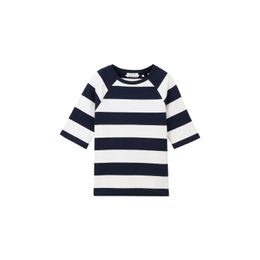 Tom Tailor Denim Damen Gestreiftes T-Shirt mit Bio-Baumwolle, blau, Streifenmuster, Gr. XXL