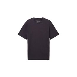 Tom Tailor Denim Herren T-Shirt mit Waffelstruktur, grau, Uni, Gr. XL