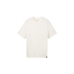 Tom Tailor Denim Herren T-Shirt mit Waffelstruktur, weiß, Uni, Gr. XXL