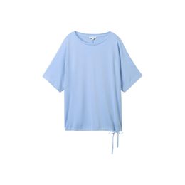 Tom Tailor Damen T-Shirt mit Rundhalsausschnitt, blau, Uni, Gr. M