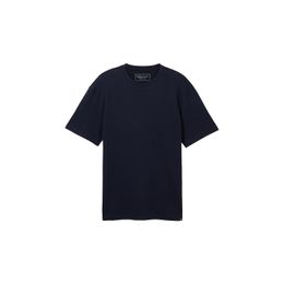 Tom Tailor Denim Herren T-Shirt mit Waffelstruktur, blau, Uni, Gr. S
