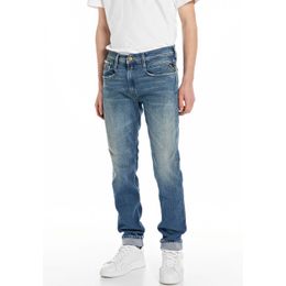 Slim-fit-Jeans Replay "ANBASS HYPERFLEX BIO" Gr. 31, Länge 32, blau (medium blue 614) Herren Jeans Slim Fit