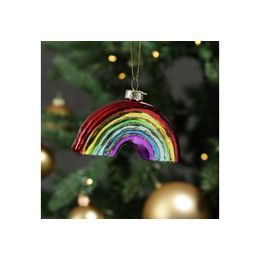 MARELIDA Christbaumschmuck Weihnachtsbaumschmuck Regenbogen Rainbow bunt mit Glitzer Glas L: 10cm