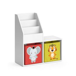 VICCO Bücherregal Kinderregal Aufbewahrungsregal LUIGI mini Weiß + Faltboxen