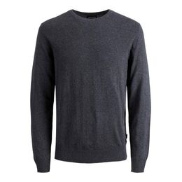 Jack & Jones Jack & Jones Longsleeve Dünner Langarm Strickpullover Rundhals Basic Sweater JJEEMIL 4295 in Dunkelgrau