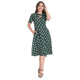 Banned A-Linien-Kleid Retro Swingkleid Set Sail Grün Vintage Polka Dot Dress 50s Pünktchen Kleid