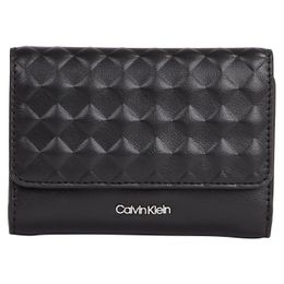 Calvin Klein Geldbörse CALVIN MINI QUILT SMALL TRIFOLD, Geldbeutel Portemonnaie Damenbörse, schwarz