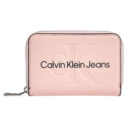 Calvin Klein Jeans Geldbörse SCULPTED MED ZIP AROUND MONO, mit großflächigem Markenlogo vorne, rosa