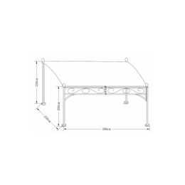 DEGAMO Anbaupavillon MANTOVA 3x2,5 Meter, Stahl dunkel, Plane PVC-beschichtet écru