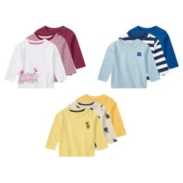 lupilu® Baby Langarmshirts, 3 Stück, mit Bio-Baumwolle