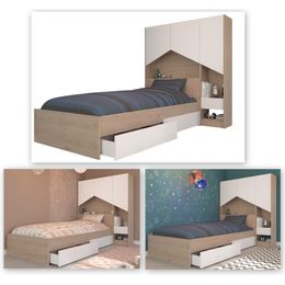 Jugendzimmer-Set Parisot Schlafzimmermöbel-Sets weiß (eiche, weiß) Baby Komplett-Kinderzimmer