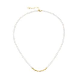 Firetti Collier Schmuck Geschenk Gold 375 Halsschmuck Halskette Goldkette Kugeln, mit Süßwasserzuchtperle, gelb|goldfarben|weiß