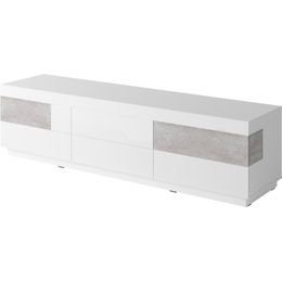 Lowboard Helvetia "SILKE" Sideboards weiß (weiß hochglanz, beton, optik) Lowboards Breite 206 cm, Hochglanzfronten