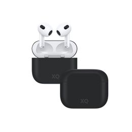 Xqisit Etui Silikon Skin Case Cover Schutz-Hülle Schwarz Headset (passend für Ladecase Apple AirPods 3 Bluetooth Ohrhörer Kopfhörer)