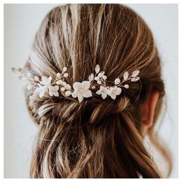 SOTOR Haarnadeln Braut Hochzeit Kopfbedeckungen 3 Blume U-förmige Haarspangen