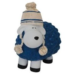 Dekofigur Schaf mit Bommelmütze blau 19,5 x 10,5 x 18 cm