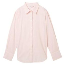 Tom Tailor DENIM Damen Gestreiftes Loose Fit Hemd, rosa, Streifenmuster, Gr. M