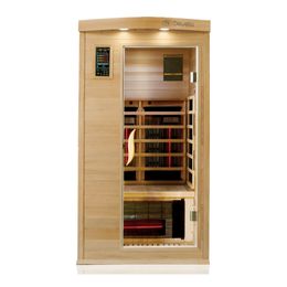 Dewello&reg; Infrarotkabine Pierson Pro 100x100 f&uuml;r 1 Person, Hemlockholz & Zeder, 3 DUO-Vollspektrumstrahler, 3 Karbonstrahler