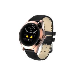 TPFNet Damen Smart Watch / Fitness Tracker IP68 - Kunstleder Armband - Android & IOS - Gold / Schwarz