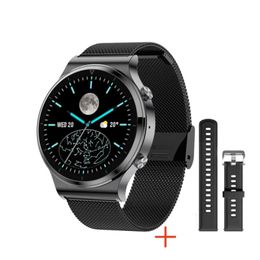 TPFNet Smart Watch / Fitness Tracker IP68 für Damen & Herren - Milanaise Armband - Android & IOS - Schwarz