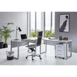 Bmg Möbel Büromöbel-Set, Office Edition Set 0, grau/ weiß matt - Grau