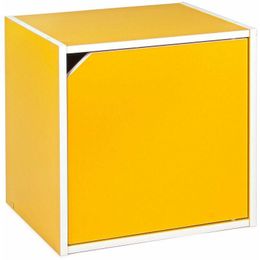 Yes Everyday - Würfelregal 35 cm modulares Bücherregal moderne Möbel -Würfel mit Tür / Gelb