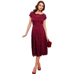Spitzenkleid Lady "Kleid" Gr. 36, Normalgrößen, rot (dunkelrot) Damen Kleider Knielange