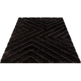 Hochflor-Teppich Andas "Fiori" Teppiche Gr. B/L: 160 cm x 230 cm, 43 mm, 1 St., grau (anthrazit) Esszimmerteppiche