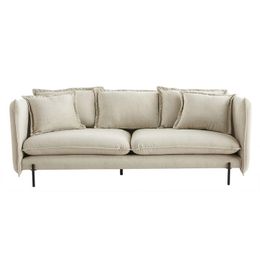Miliboo - Design-Sofa 3/4-Sitzer in beigem Samtstoff und schwarzem Metall almar - Beige