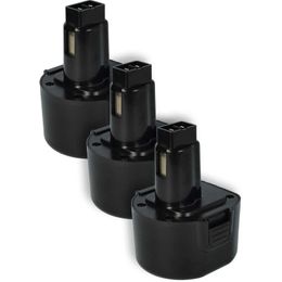 3x Akku Ersatz für Black & Decker A9242, A9265, A9272, A9274, A9251, FSB96, PS120, PS120A für Elektrowerkzeug (1500 mAh, NiMH, 9,6 v) - vhbw