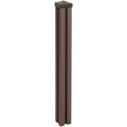 HHG - neuwertig] WPC-Pfosten Savoie-WPC-Zaun, Pfeiler Pfahl, Stecksystem 98cm, braun - brown