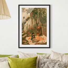 MICASIA Bild mit Rahmen - John William Waterhouse - Die Orangenpflücker Größe HxB: 24cm x 18cm, Rahmen: Schwarz