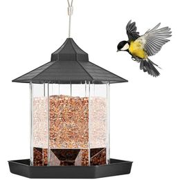 Jn.songs - Vogelhaus zum Aufhängen Vogelfutterspender mit Dach für den Patio Garten - Grau