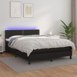 Boxspringbett，Doppelbett mit Matratze & LED Schwarz 140x200 cm Kunstleder vidaXL