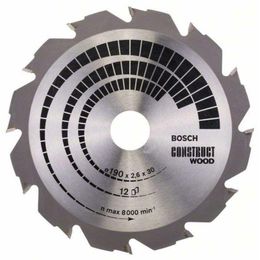 Kreissägeblatt Construct Wood, 190 x 30 x 2,6 mm, 12 - Bosch