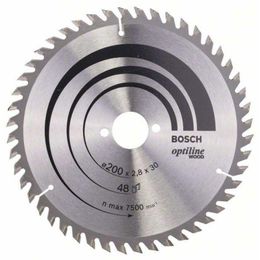 Bosch - Kreissägeblatt Optiline Wood für Handkreissägen, 200 x 30 x 2,8 mm, 48