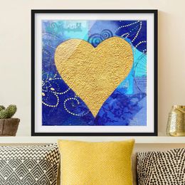 MICASIA - Bild mit Rahmen - Heart of Gold Größe HxB: 20cm x 20cm, Rahmen: Schwarz