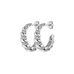 Paul Valentine Sparkle Twisted Hoops Silver