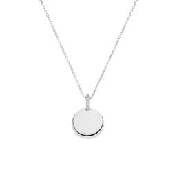 Paul Valentine Engravable Round Pavé Necklace Silver