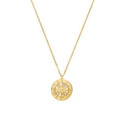 Paul Valentine Brilliant Coin Necklace 14K Gold Plated