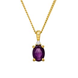 Paul Valentine Amethyst Protection Necklace 14K Gold Plated