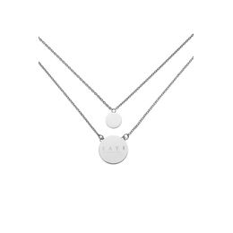 Double Coin Necklace Silver