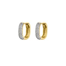 Paul Valentine Sparkling Rectangle Hoops 14K Gold Plated