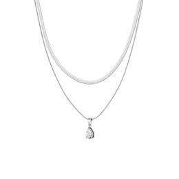 Paul Valentine Sleek Teardrop Necklace Silver