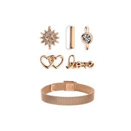 Love-Mesh Strap-Set with 5 Charms Rose Gold