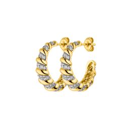 Paul Valentine Sparkle Twisted Hoops 14K Gold Plated