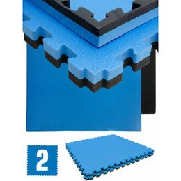 Eyepower 1.6sqm Puzzle Exercise Mat - 4cm - 2 Interlocking Foam Tiles 90x90 Floor Mats - blau