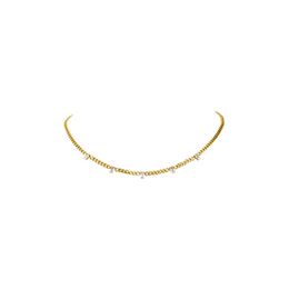 Paul Valentine Curb Baguette Necklace 14K Gold Plated