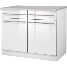 Wiho-K&uuml;chen wiho K&uuml;chen Unterschrank &raquo;Chicago&laquo; 100 cm breit, 2 Schubk&auml;sten und 2 T&uuml;ren, f&uuml;r viel Stauraum wei&szlig;